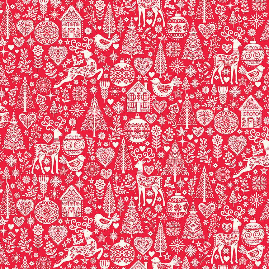 Makower Scandi - Christmas Red - 100% Cotton Fabric – My Sewing Box
