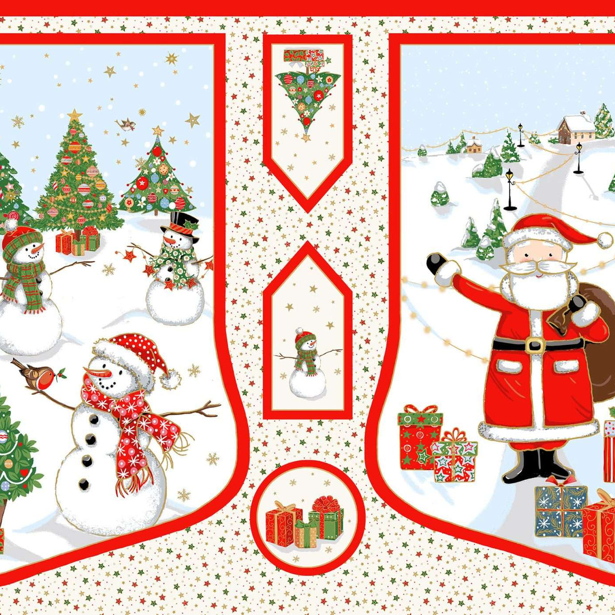 Makower Jolly Saint Nick Christmas Stocking Panel | Christmas Fabric ...
