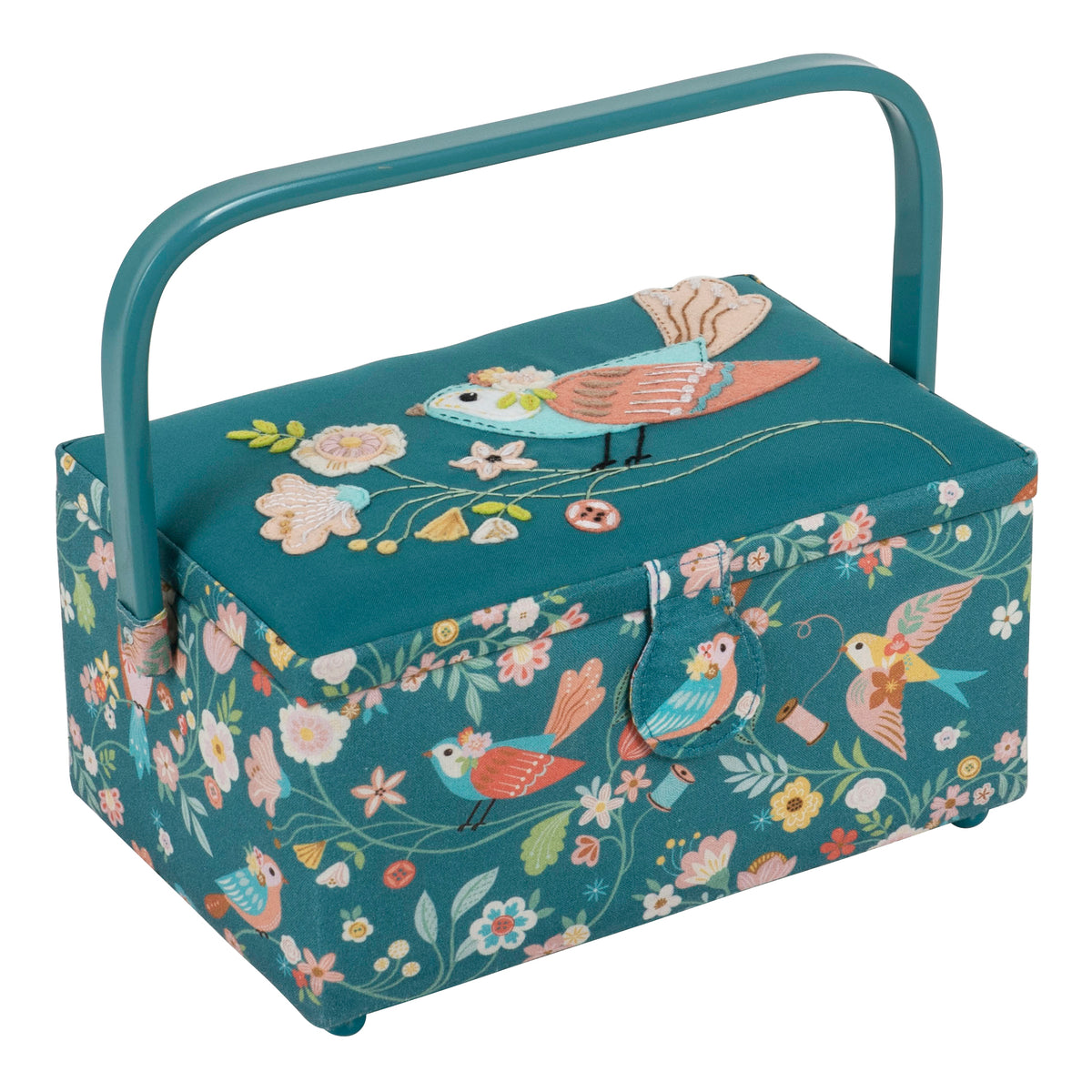 Aviary Bird Medium Embroidered Sewing Box - Hobby Gift | Sewing Storage ...