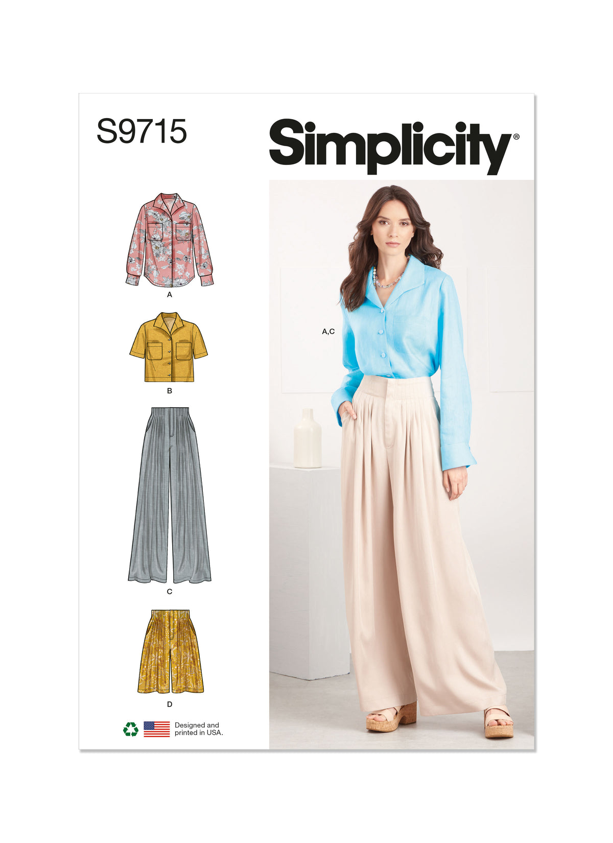 Simplicity Sewing Pattern S9715 - Misses' Shirt, Pants and Shorts – My ...