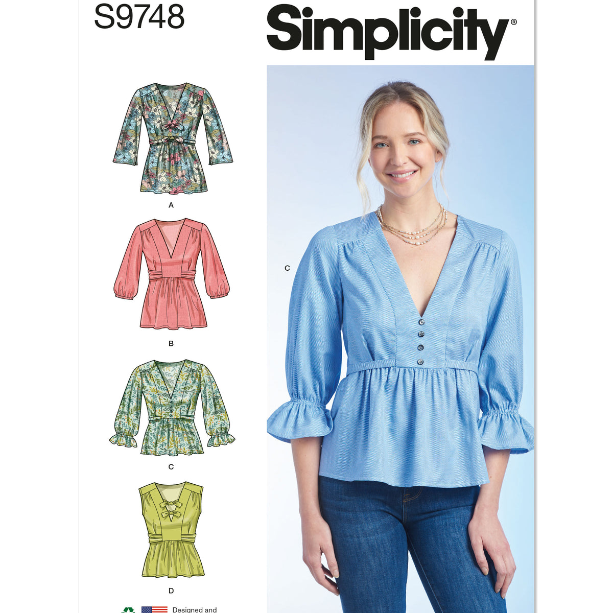 Simplicity Sewing Pattern S9748 - Misses' Top with Sleeve Variations ...