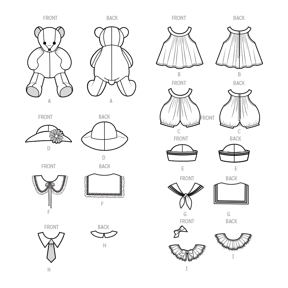 Simplicity Sewing Pattern S9771 - Plush Bear with Clothes and Hats by ...