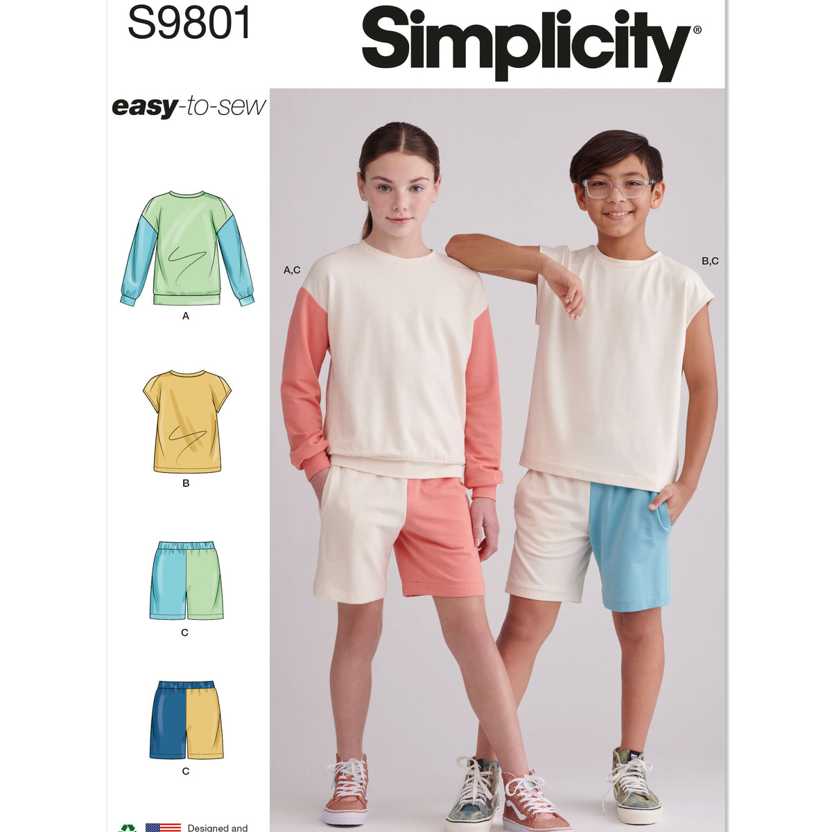 Simplicity Sewing Pattern S9801 - Girls' and Boys' Sweatshirts and Sho ...