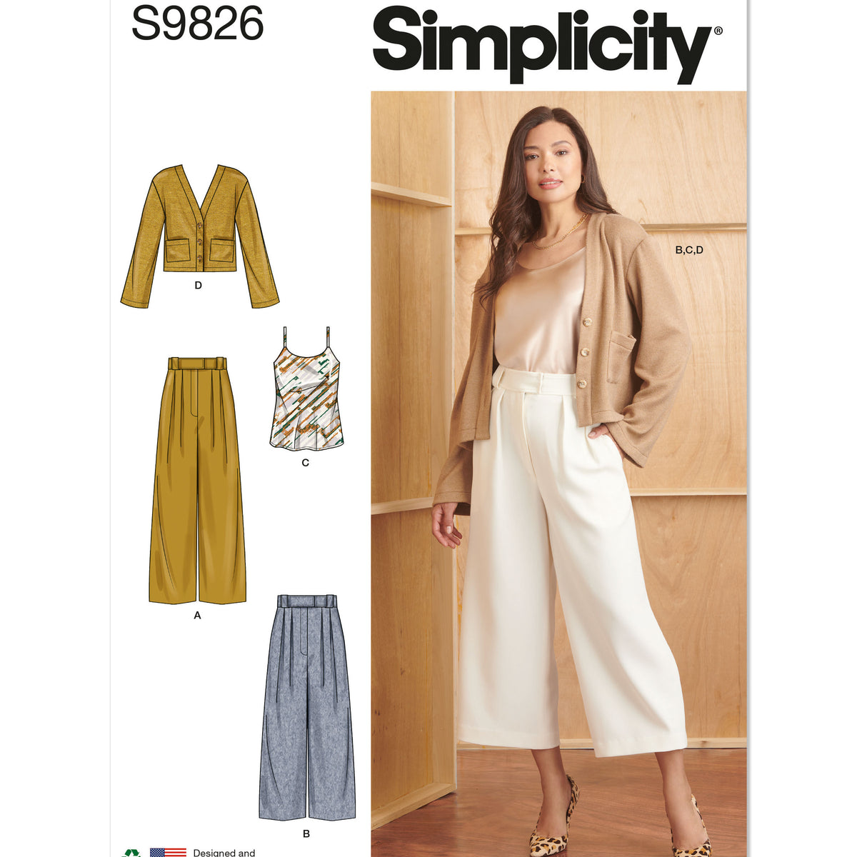 Simplicity Sewing Pattern S9826 - Misses' Pants in Two Lengths, Camiso ...