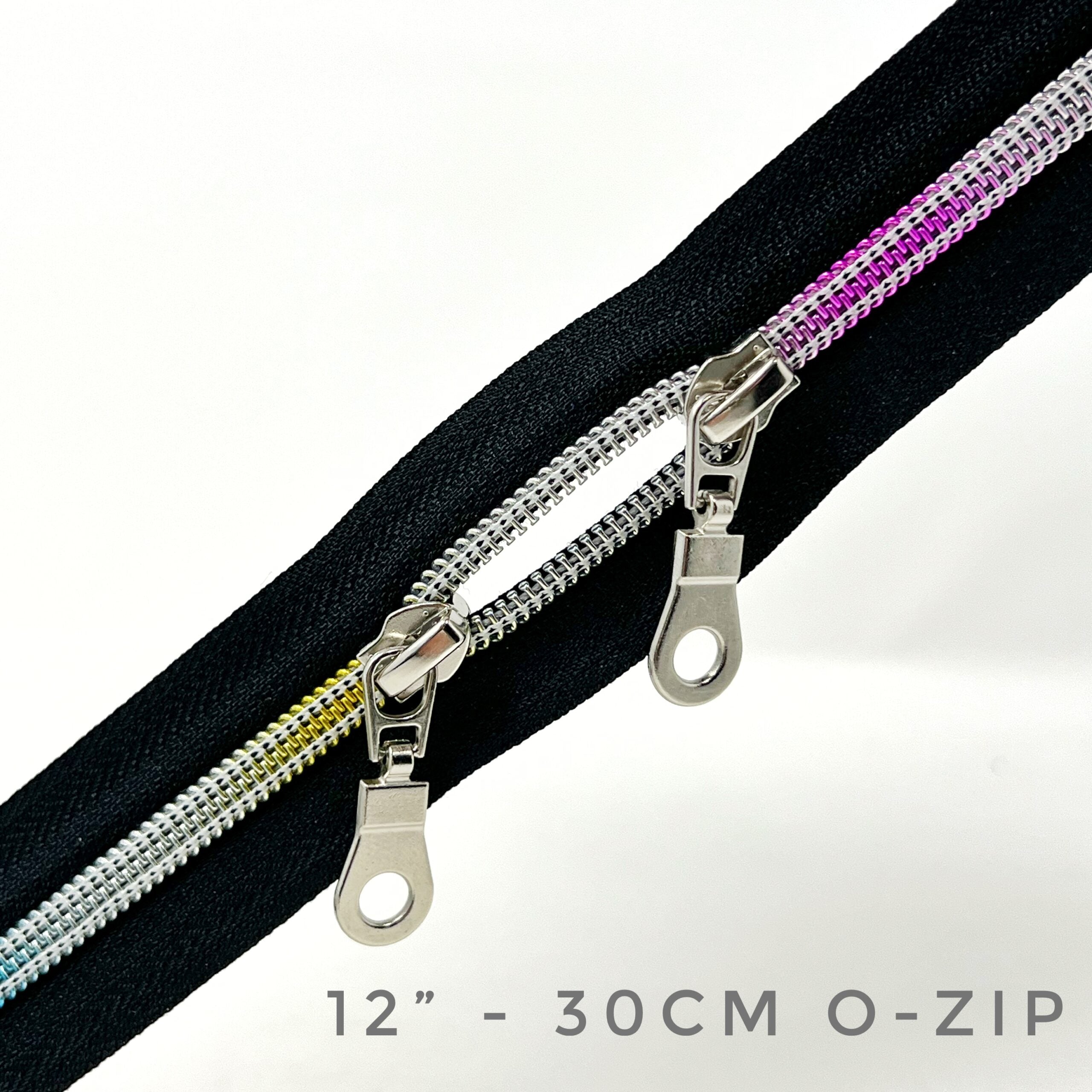 30cm/12" Rainbow Double Slider "O" Zip - White | Zips – My Sewing Box