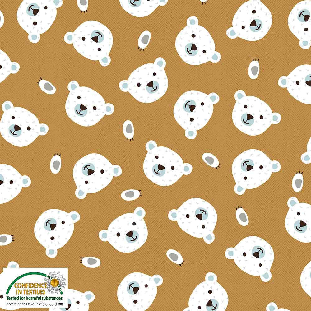 Stof of Denmark Polar Bear Faces Avalana Jersey Fabric | Stretch ...