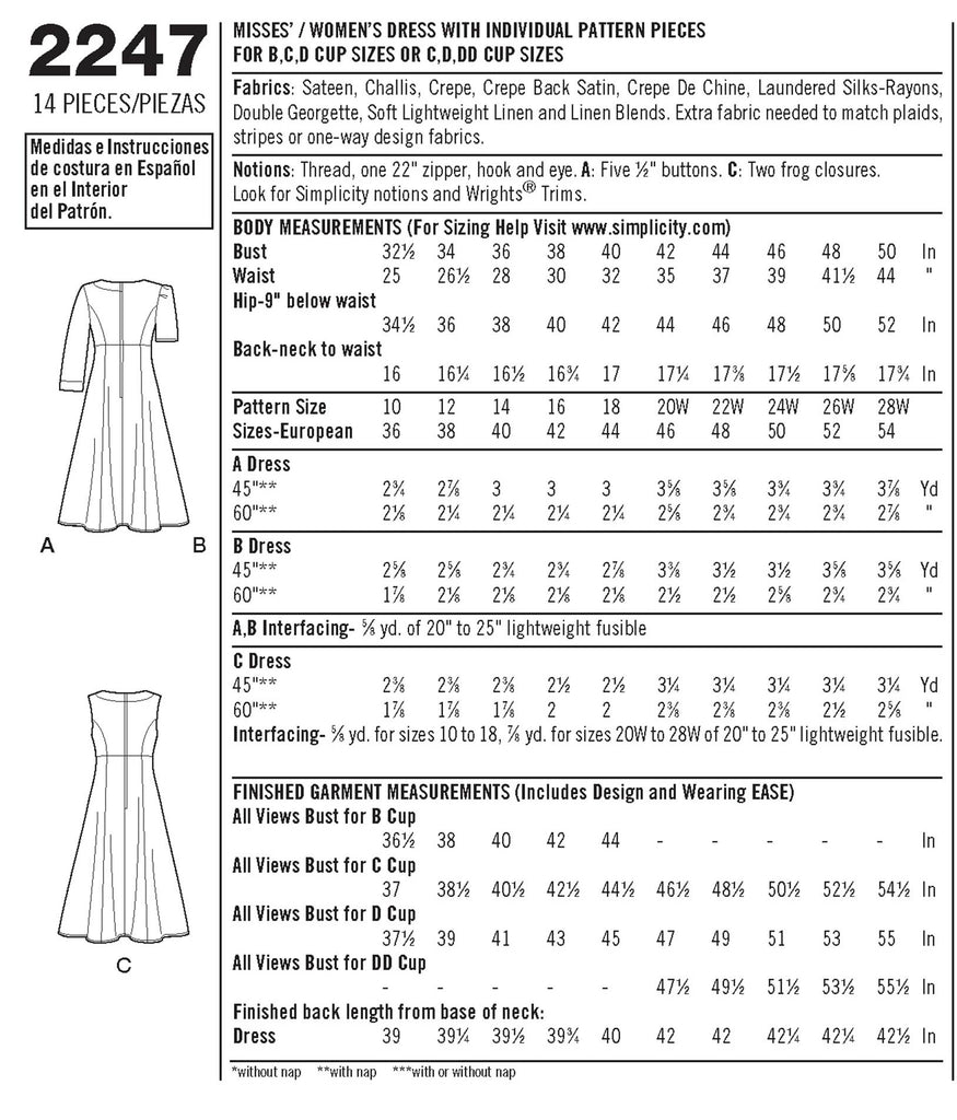 Simplicity Pattern 2247 - Women's & Plus Size Amazing Fit Dresses ...