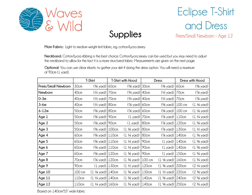 Waves & Wild Children's Eclipse T-shirt/Dress | PDF Sewing Patterns ...