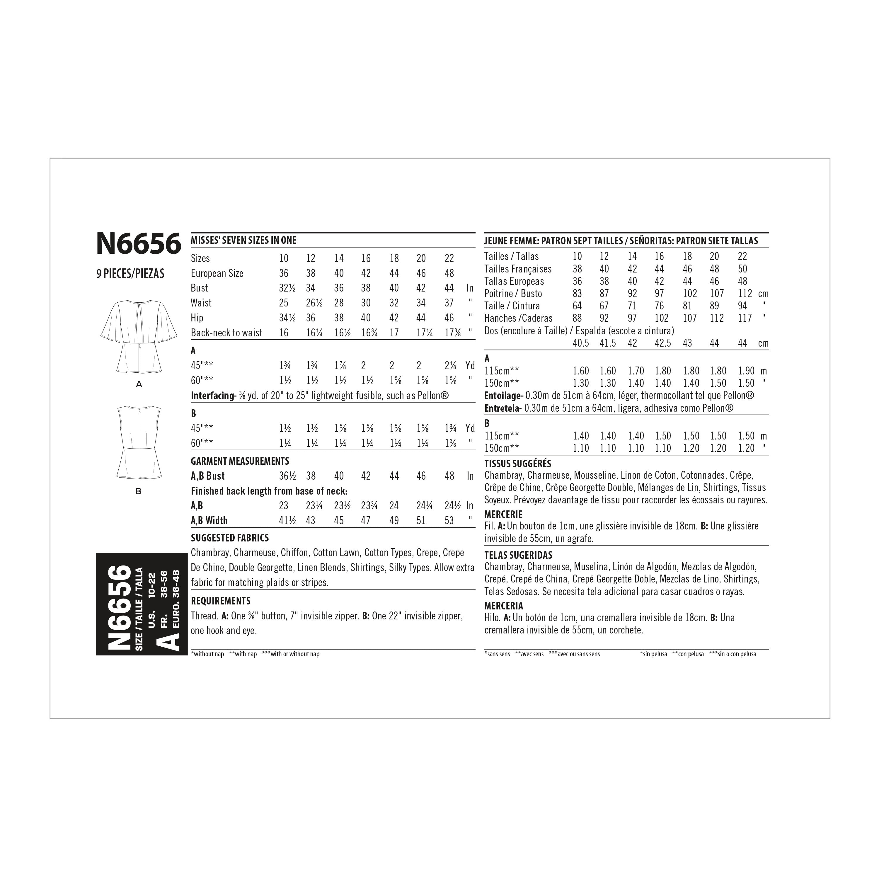 New Look Sewing Pattern N6656 - Misses' Top With Optional Back Opening ...