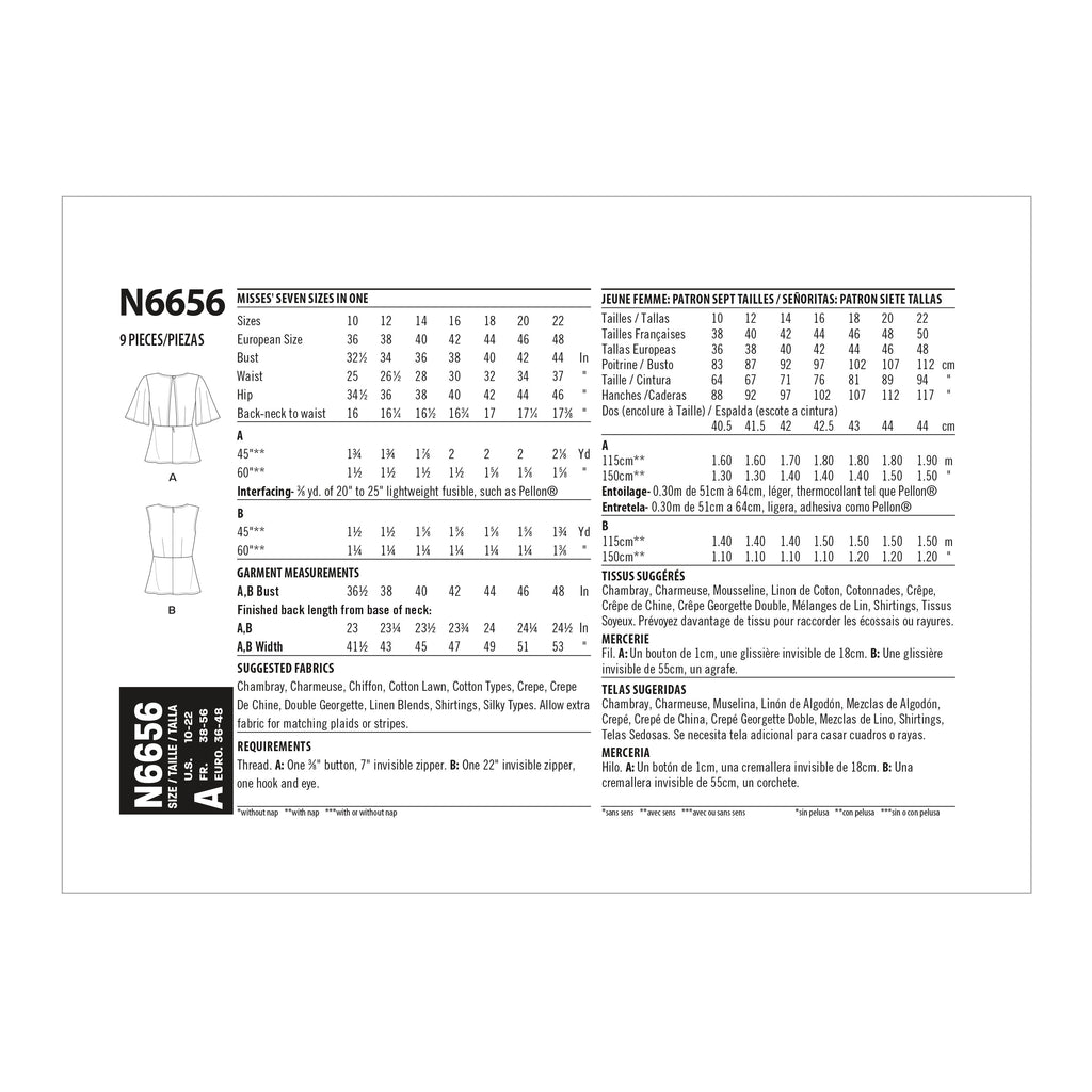 New Look Sewing Pattern N6656 - Misses' Top With Optional Back Opening ...