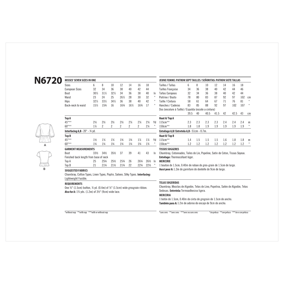 New Look Sewing Pattern 6720 - Misses' Tops – My Sewing Box