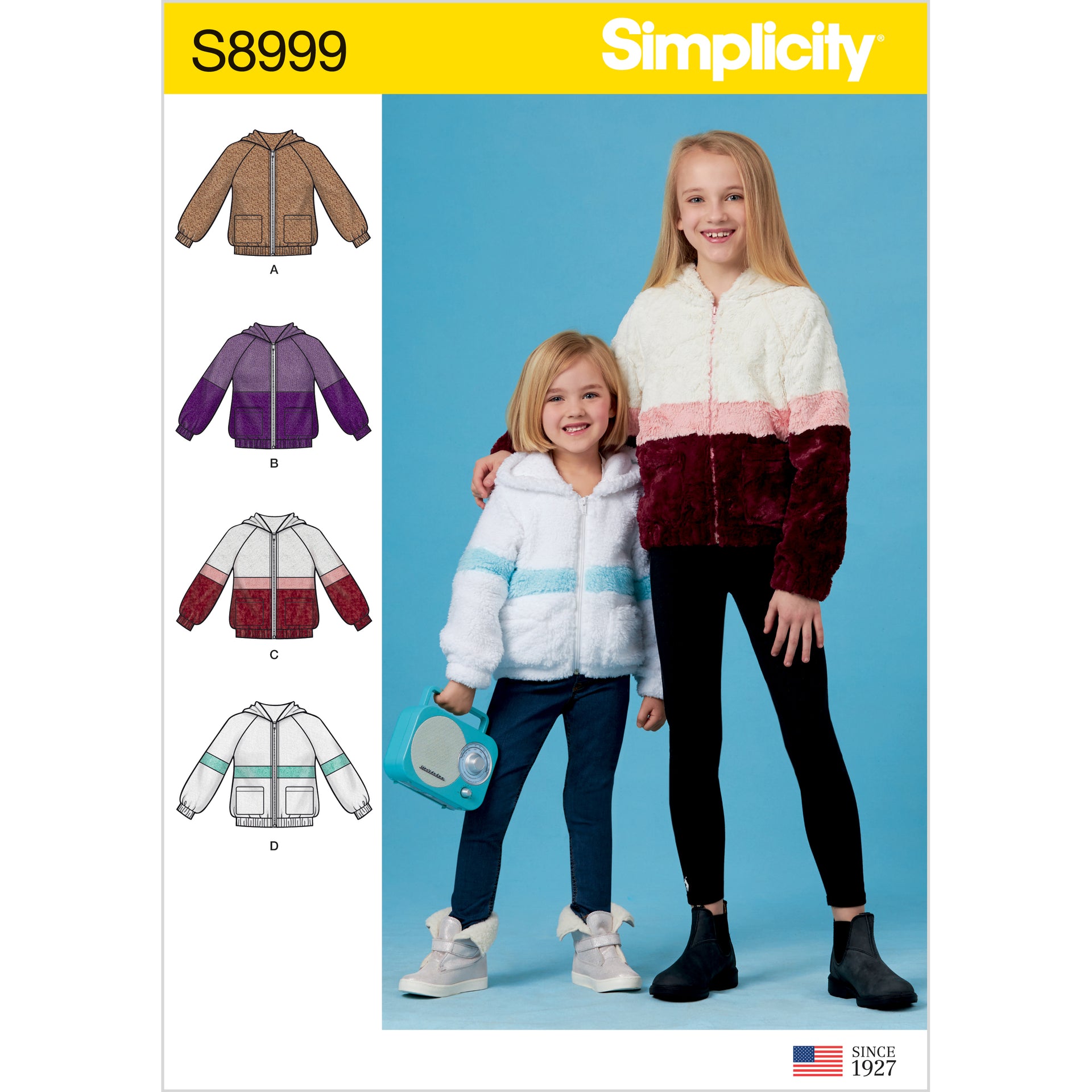 Simplicity Sewing Pattern S8999 - Children's and Girls' Knit Hooded Ja ...