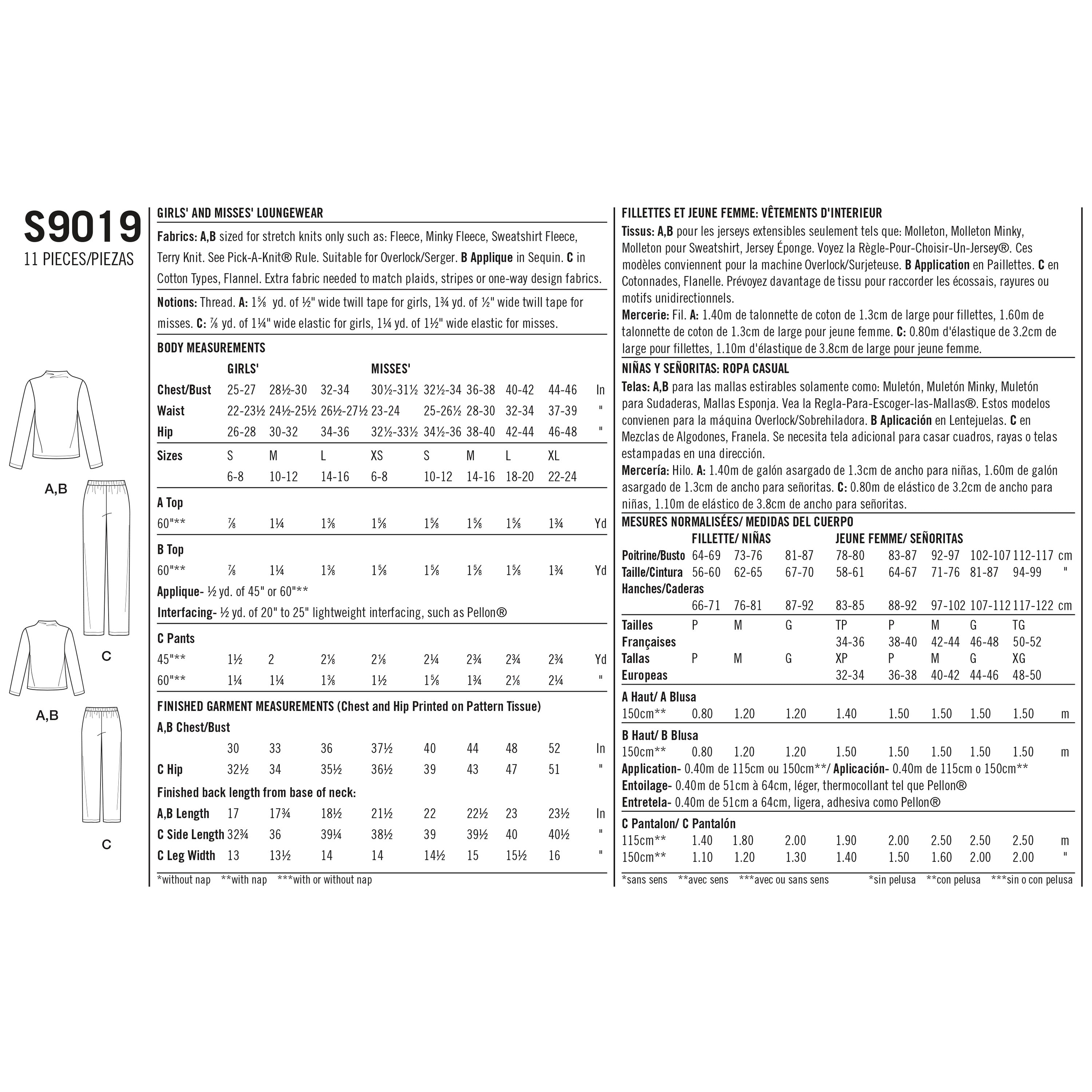 Simplicity Sewing Pattern S9019 - Girls' & Misses' Loungewear – My ...