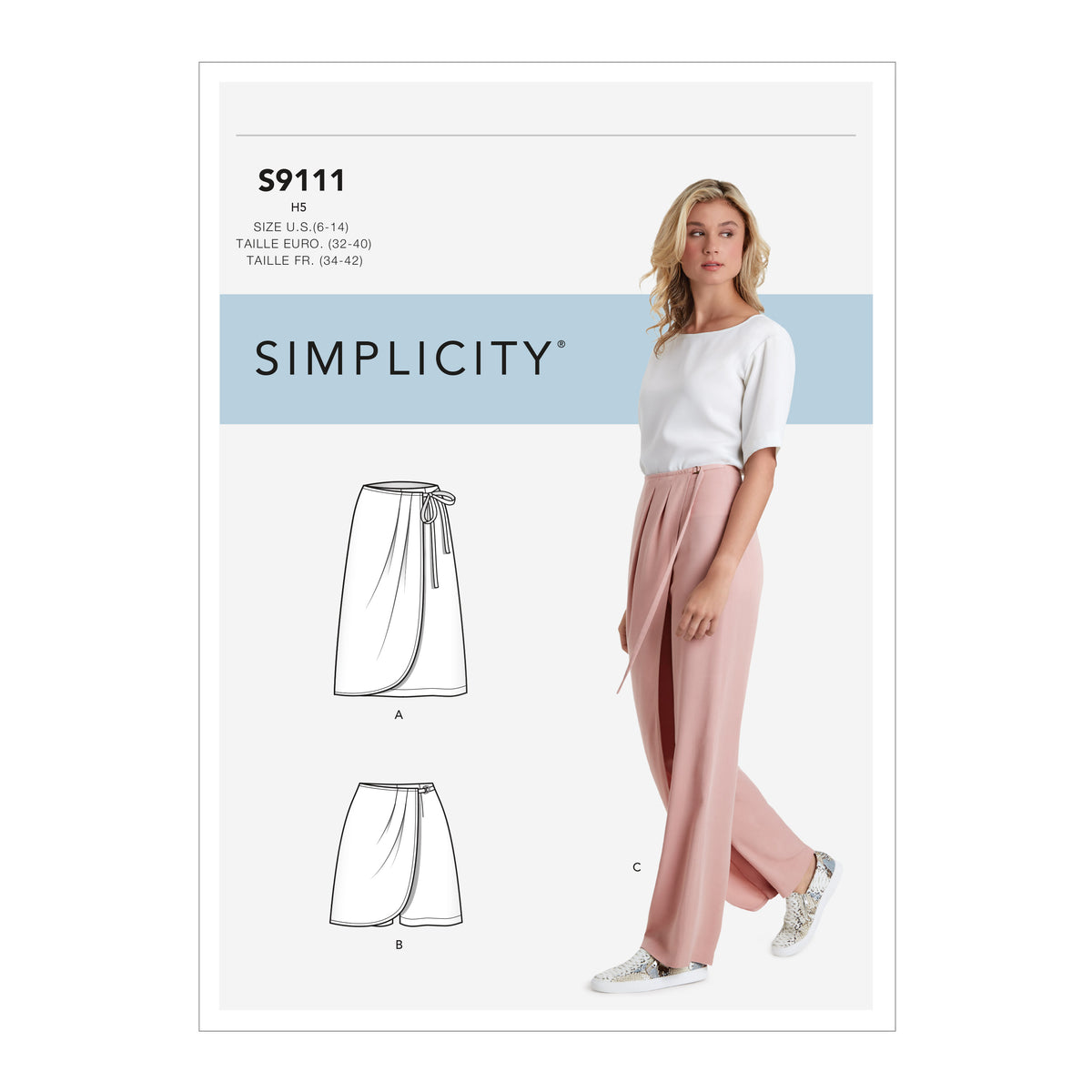 Simplicity Sewing Pattern S9111 - Misses' Faux Wrap Pants, Skirt & Sho ...