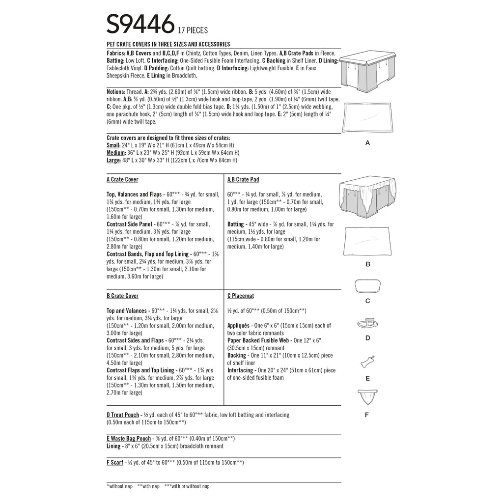 Simplicity Sewing Pattern S9446 - Pet Crate Covers in Three Sizes and ...