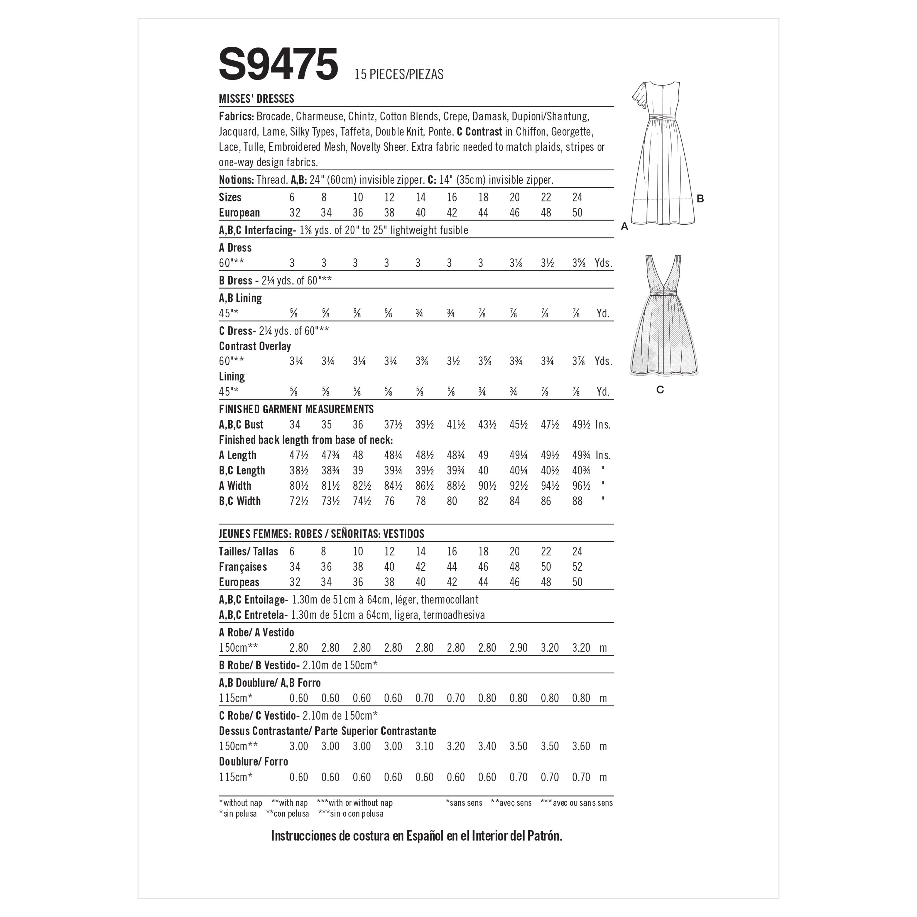 Simplicity Sewing Pattern S9475 - Misses' Dresses – My Sewing Box