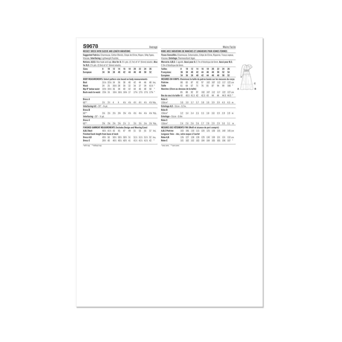 Simplicity Sewing Pattern S9678 - Misses' Dress with Sleeve and Length ...