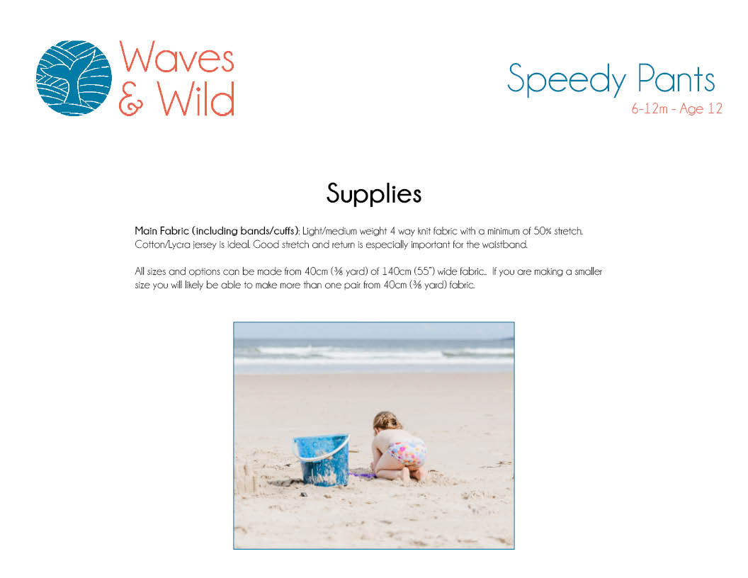 Waves & Wild Children's Speedy Pants | PDF Sewing Patterns – My Sewing Box