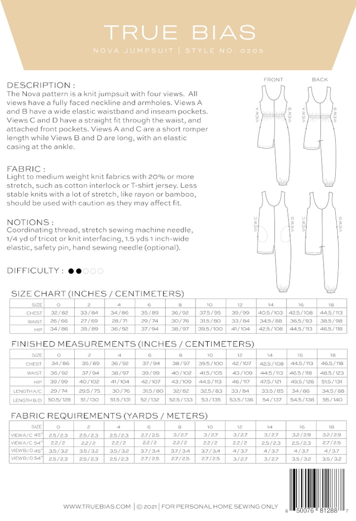 True Bias Sewing Pattern - Nova Jumpsuit | Independent Patterns – My ...