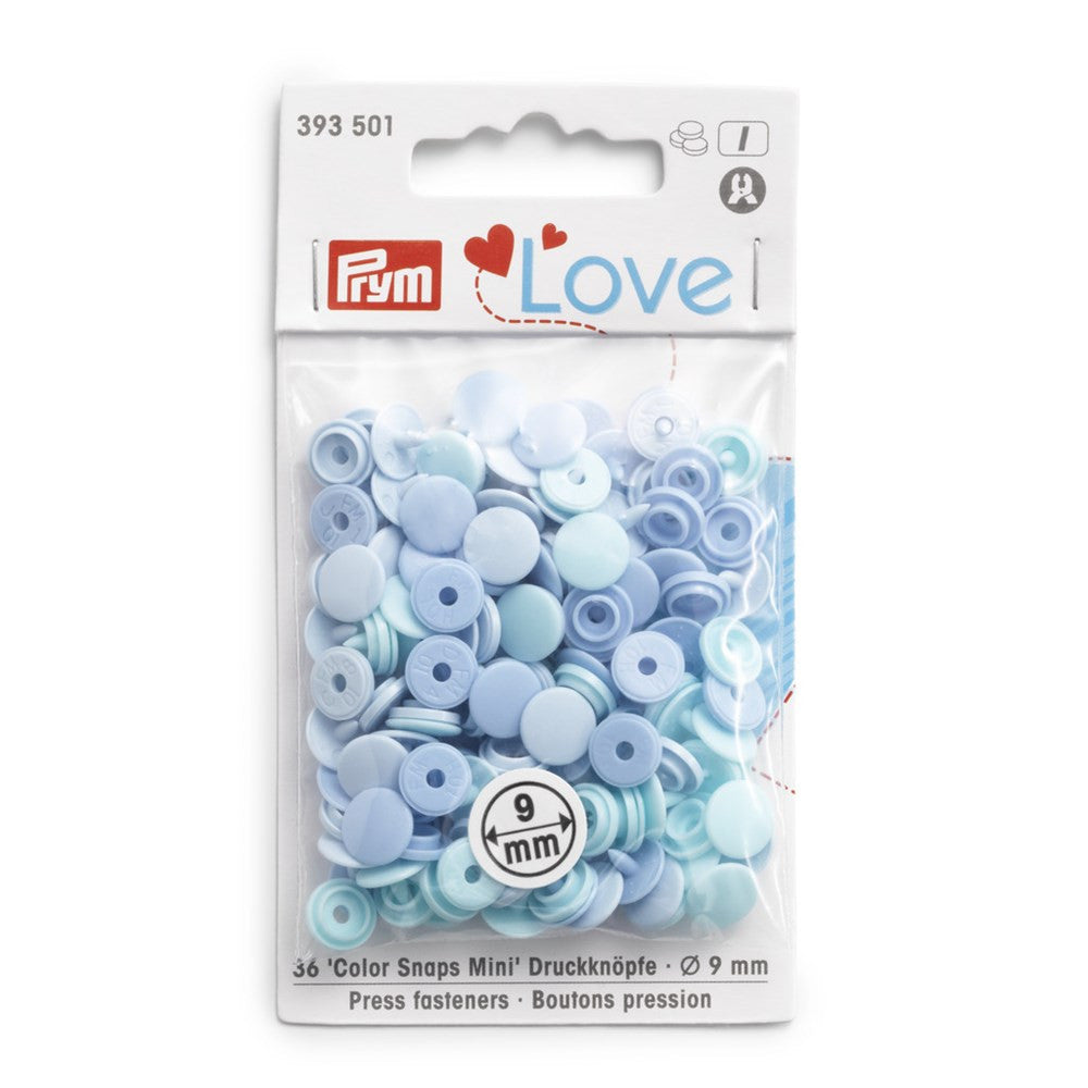 Prym Mini Plastic Colour Snaps Press Fasteners - Light Blue Mix – My ...
