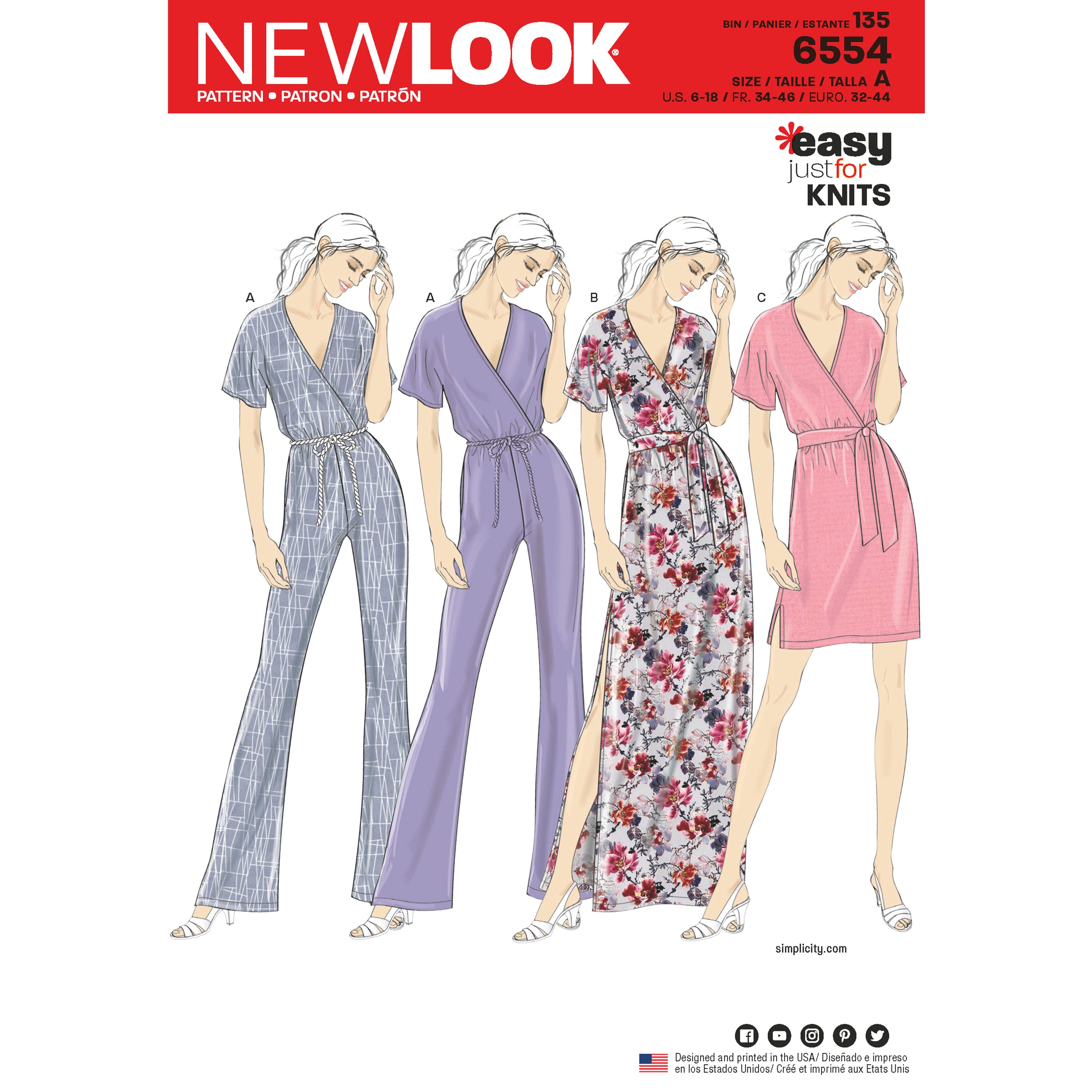 New Look Sewing Pattern 6554 - Women's Knit Jumpsuit and Dresses – My ...