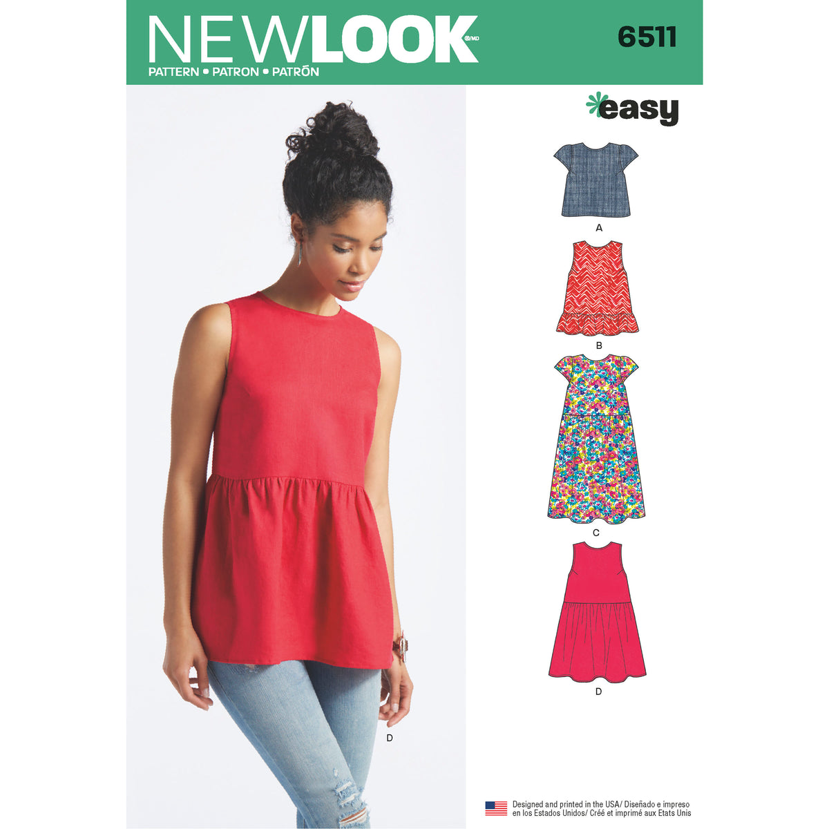 New Look Sewing Pattern 6511 - Women’s Tops With Length and Sleeve Var ...