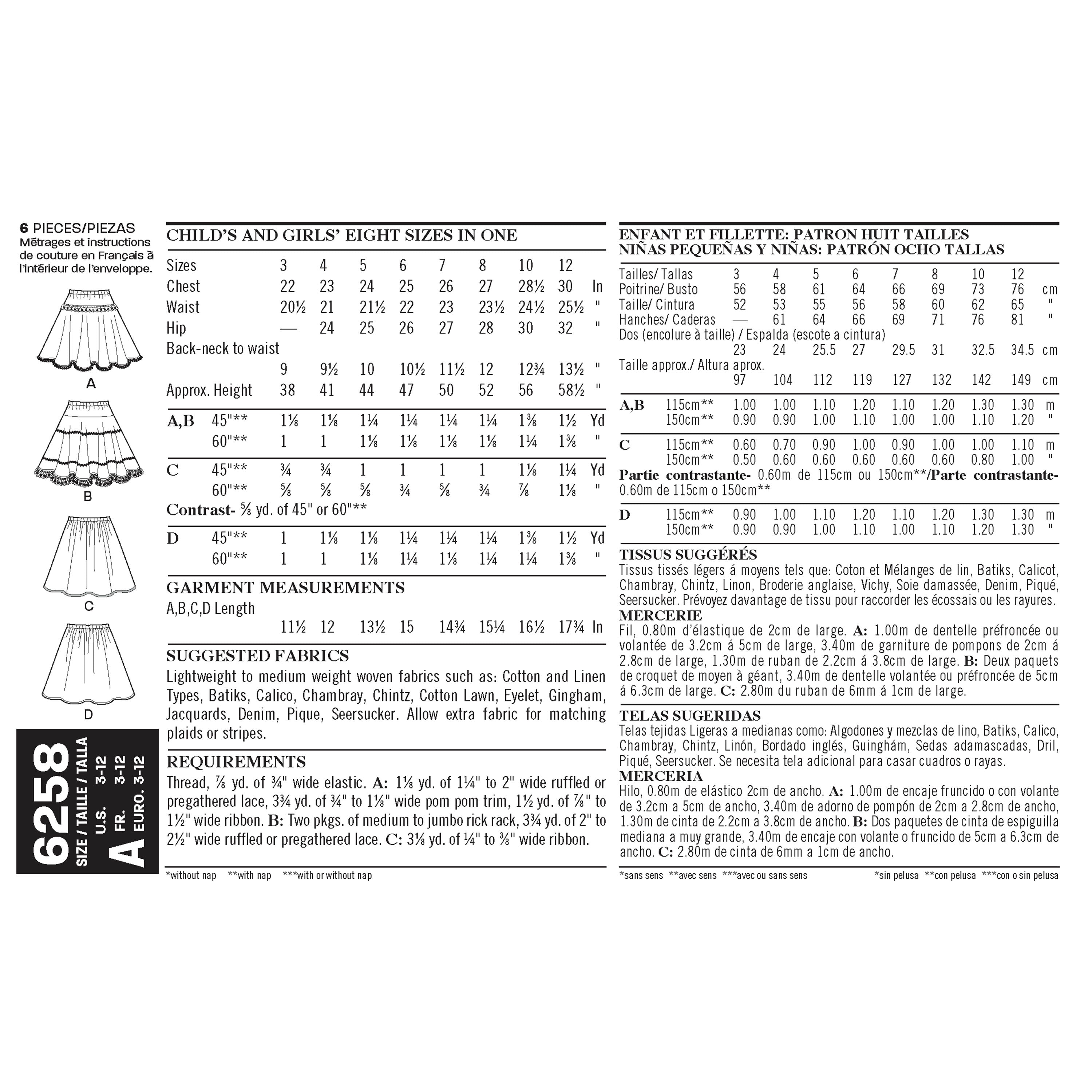 New Look Sewing Pattern 6258 - Child's and Girls' Circle Skirts ...