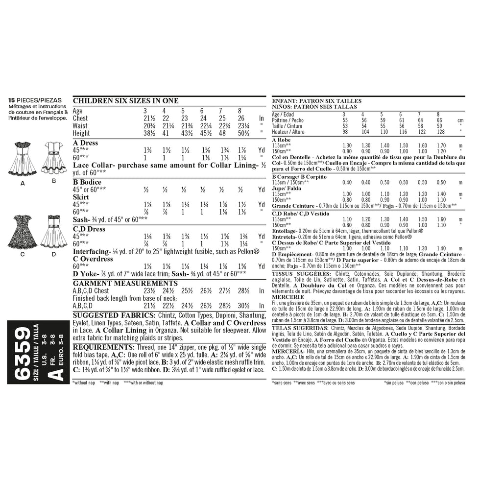 New Look Sewing Pattern 6359 - Child's Dresses with Lace and Trim Deta ...