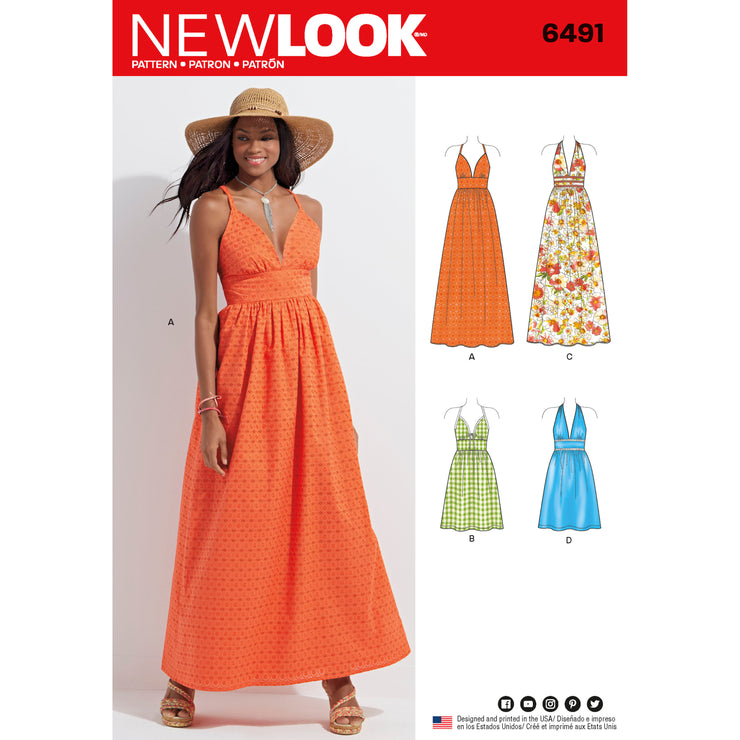 New Look Sewing Pattern 6491 - Misses Dresses in two Lengths with Bodi ...