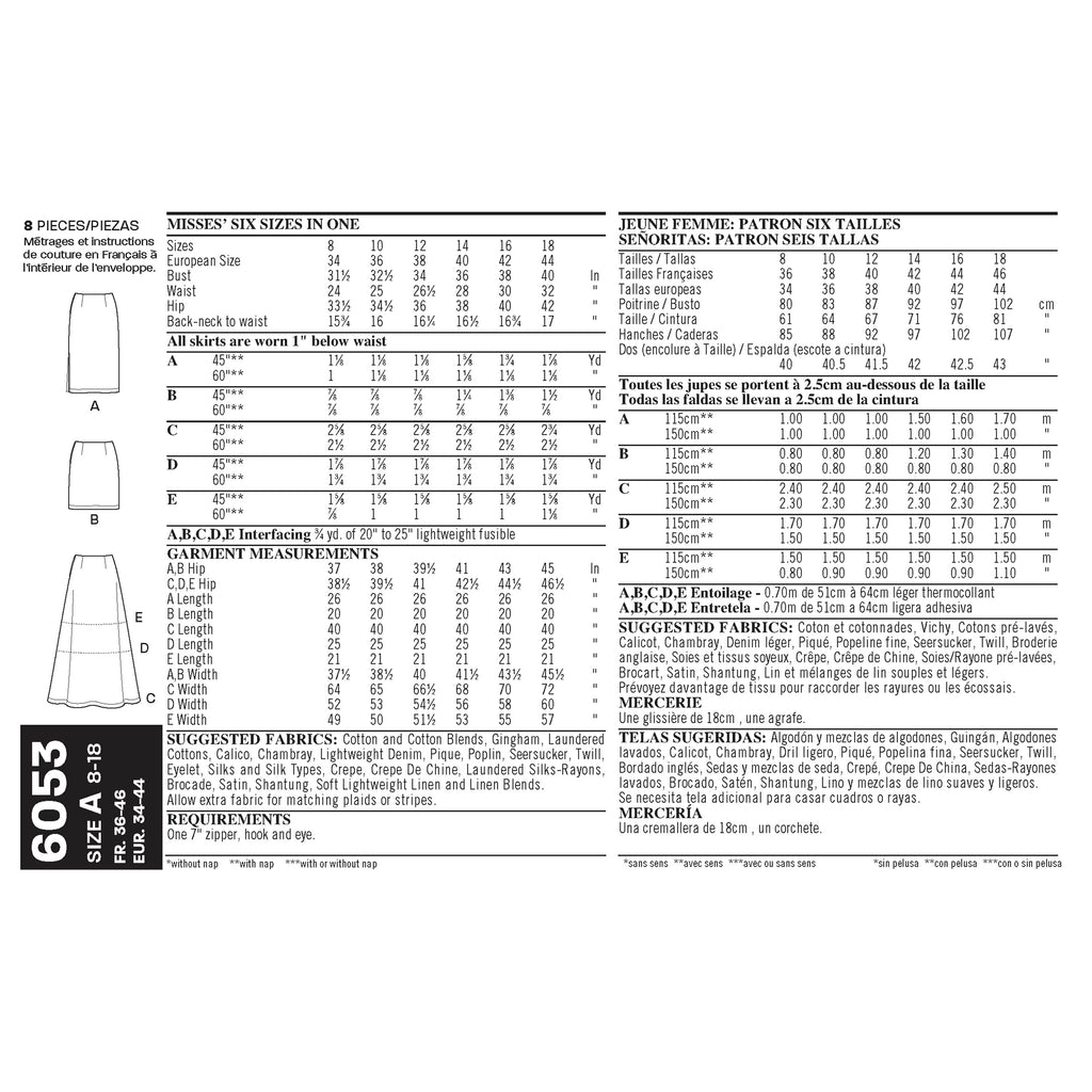 New Look Sewing Pattern 6053 - Misses' Skirts | Sewing Patterns – My ...