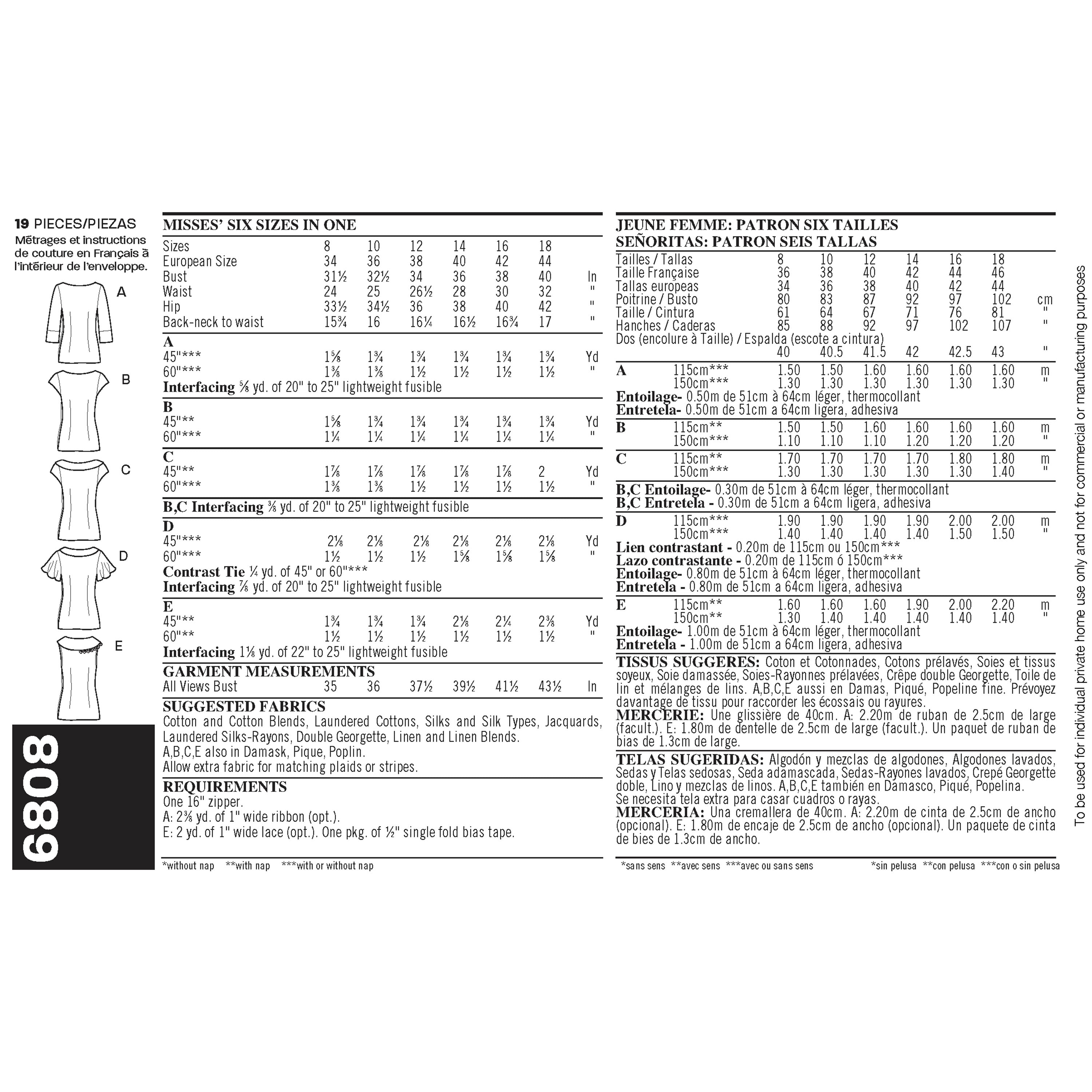 New Look Sewing Pattern 6808 - Misses Tops – My Sewing Box