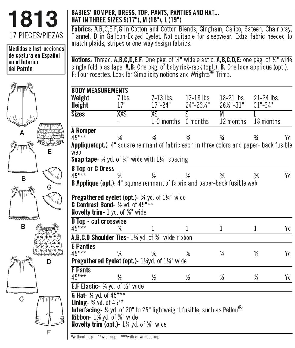 Simplicity Pattern 1813 - Babies' Dress & Separates | Sewing Patterns ...