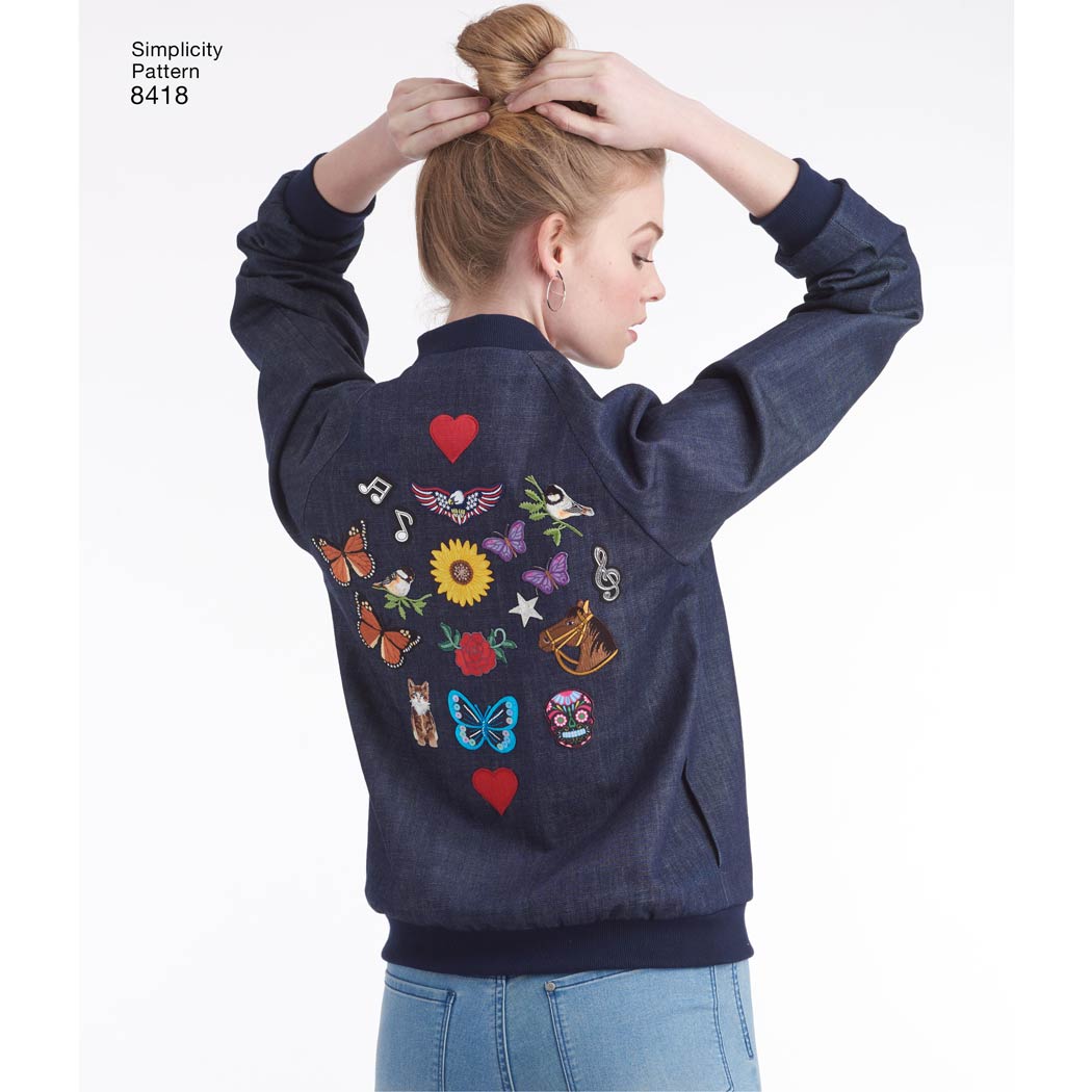 Simplicity 8418 - Women's Lined Bomber Jacket with Fabric & Trim ...