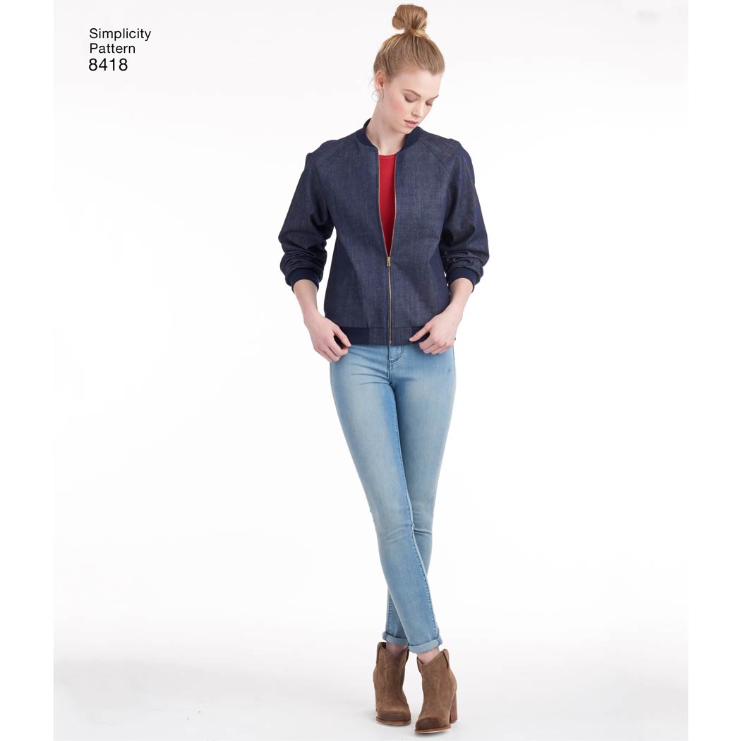 Simplicity 8418 - Women's Lined Bomber Jacket with Fabric & Trim ...