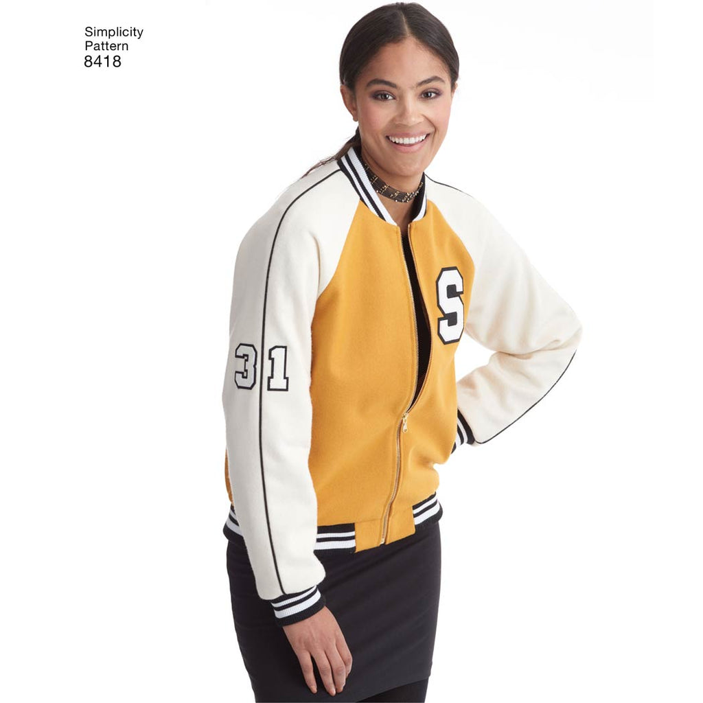 Simplicity 8418 - Women's Lined Bomber Jacket with Fabric & Trim ...
