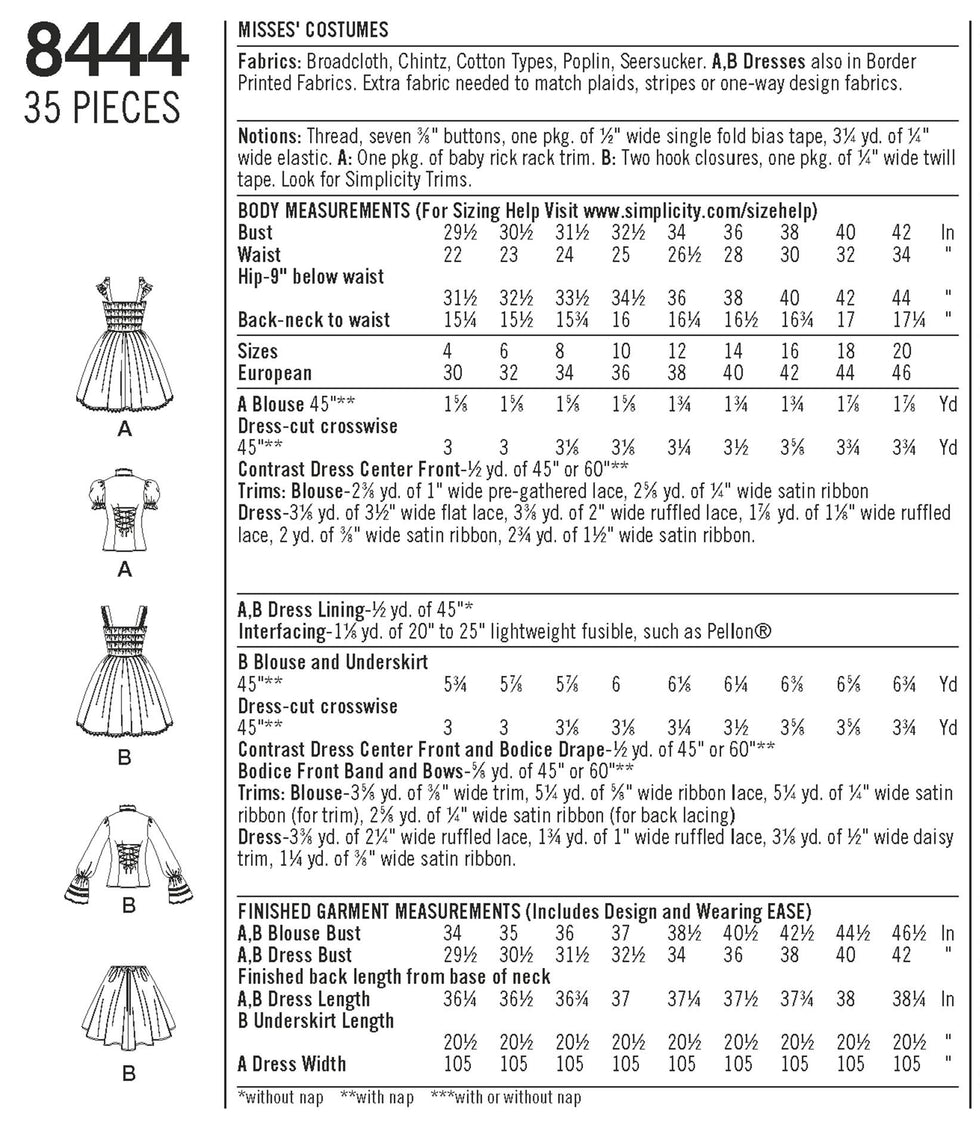 Simplicity 8444 - Women's Lolita Costume | Sewing Patterns – My Sewing Box