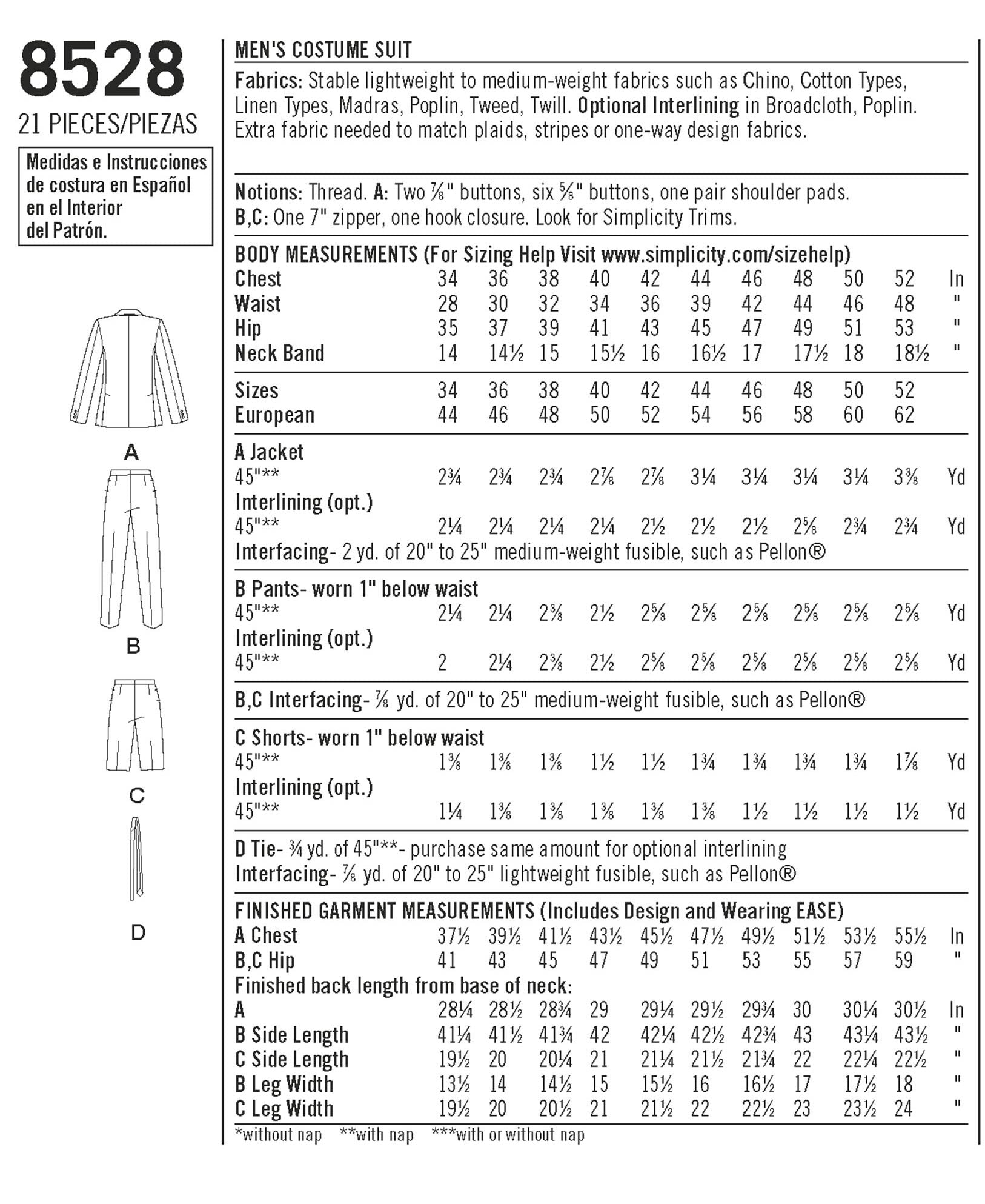 Simplicity 8528 - Men's Costume Suit | Sewing Patterns – My Sewing Box