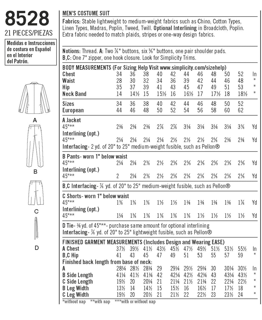 Simplicity 8528 - Men's Costume Suit | Sewing Patterns – My Sewing Box