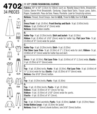 Simplicity 4702 - Doll Clothes | Sewing Patterns – My Sewing Box