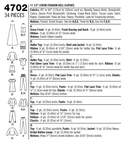 Simplicity 4702 - Doll Clothes | Sewing Patterns – My Sewing Box