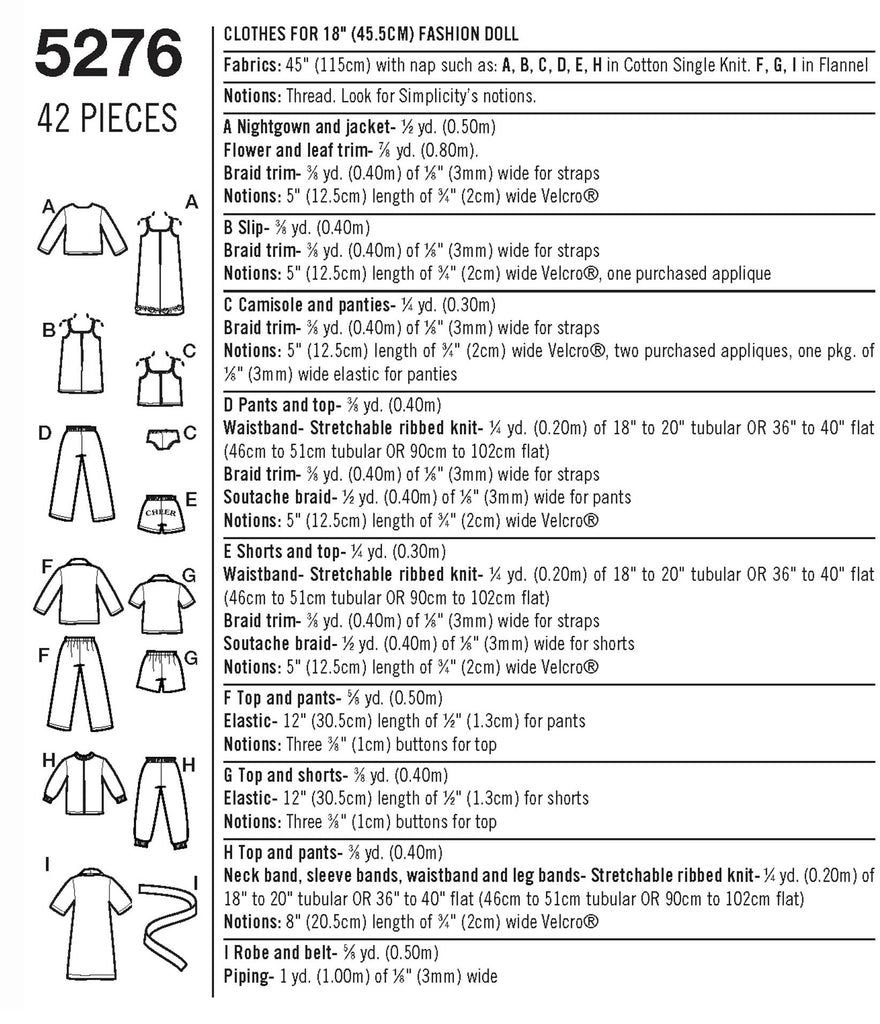 Simplicity 5276 - Doll Clothes | Sewing Patterns – My Sewing Box