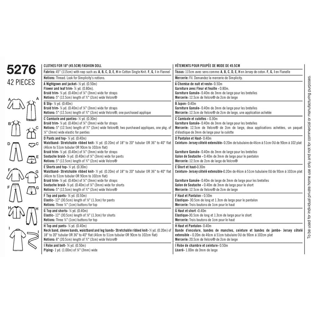 Simplicity 5276 - Doll Clothes | Sewing Patterns – My Sewing Box