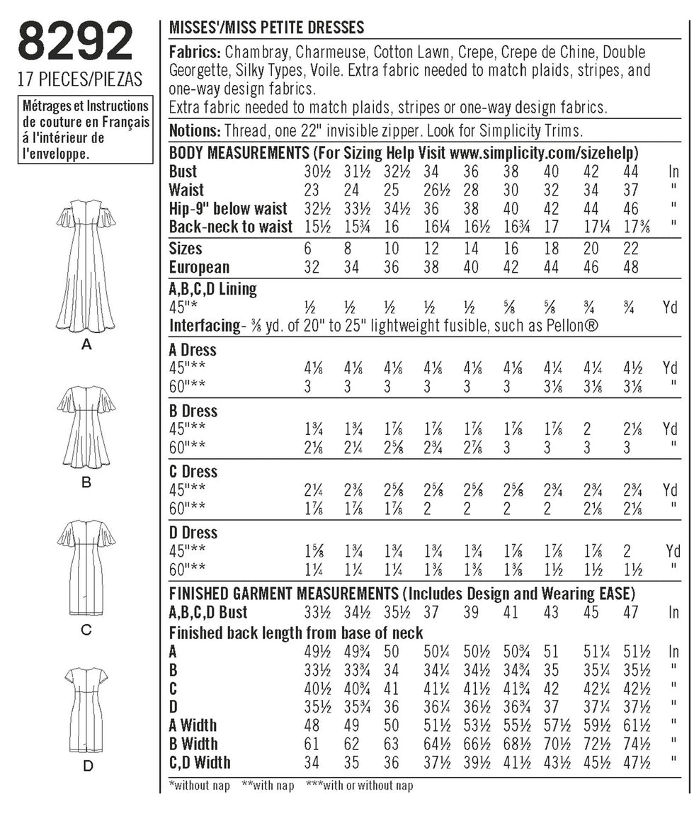 Simplicity 8292 - Women's Dresses | Sewing Patterns – My Sewing Box