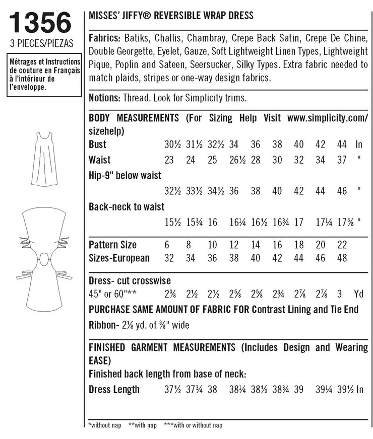 Simplicity 1356 - Women's Jiffy® Reversible Wrap Dress | Sewing ...