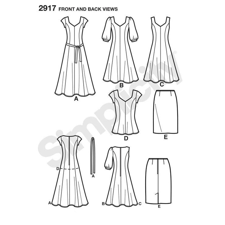 Simplicity 2917 - Women's or Plus Size Dresses, Tunic, Skirt and Tie ...