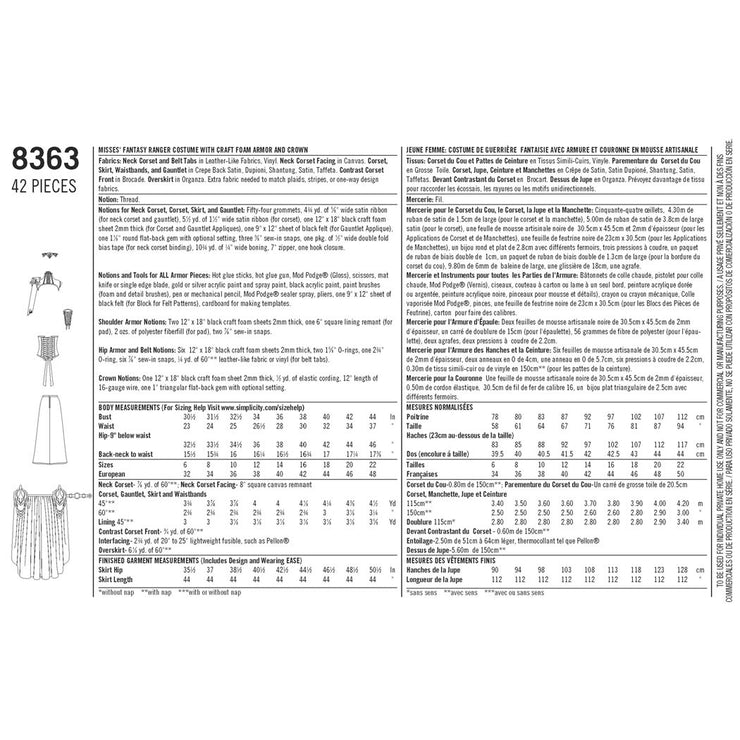 Simplicity 8363 - Women's Fantasy Ranger Costume | Sewing Patterns – My ...