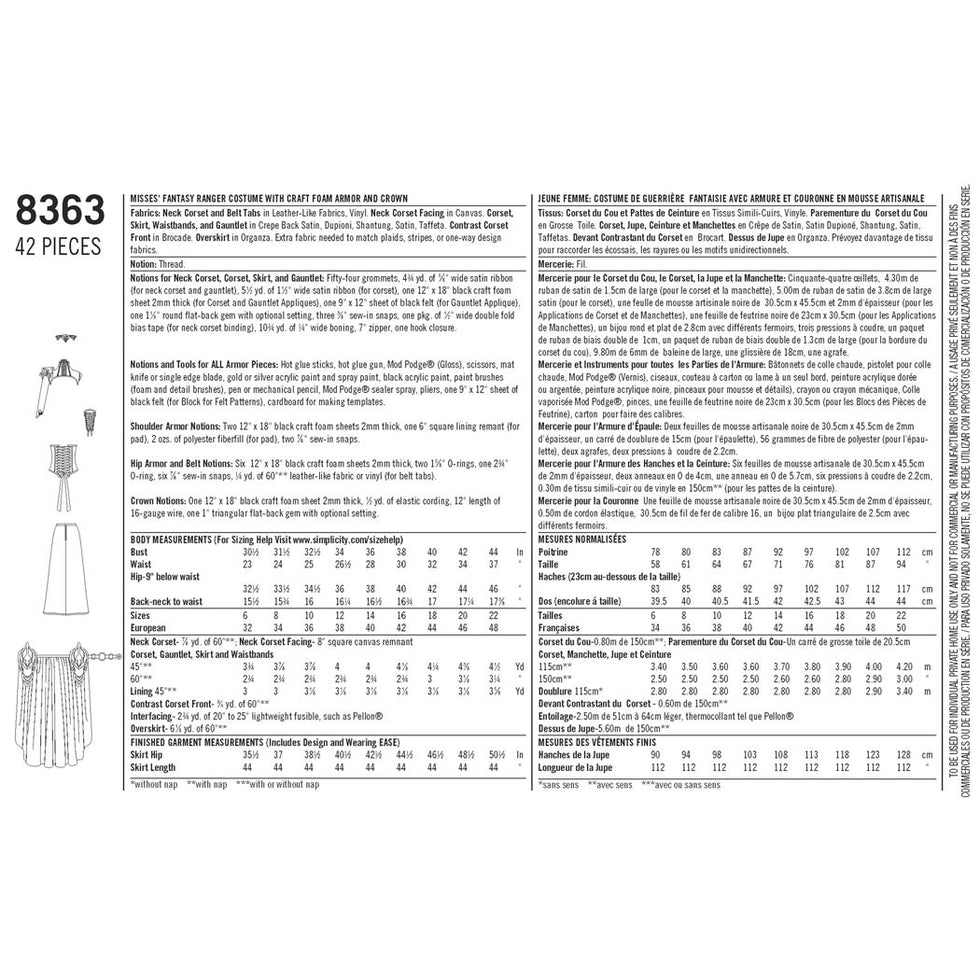 Simplicity 8363 - Women's Fantasy Ranger Costume | Sewing Patterns – My ...