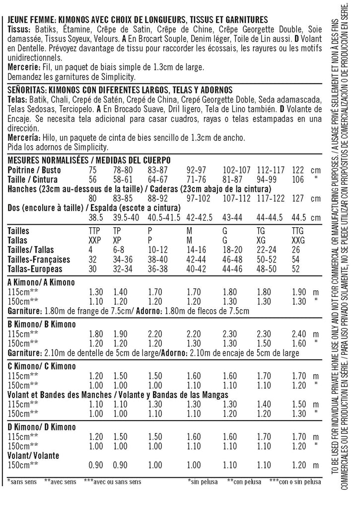 Simplicity 8172 - Women's Fashion Kimonos with Length, Fabric and Trim ...