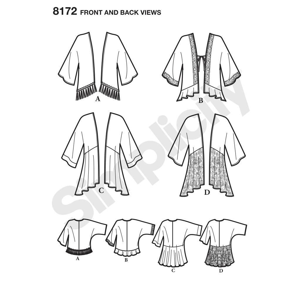 Simplicity 8172 - Women's Fashion Kimonos with Length, Fabric and Trim ...
