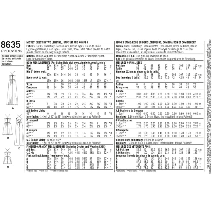 Simplicity 8635 - Women’s Dress, Jumpsuit and Romper | Sewing Patterns ...